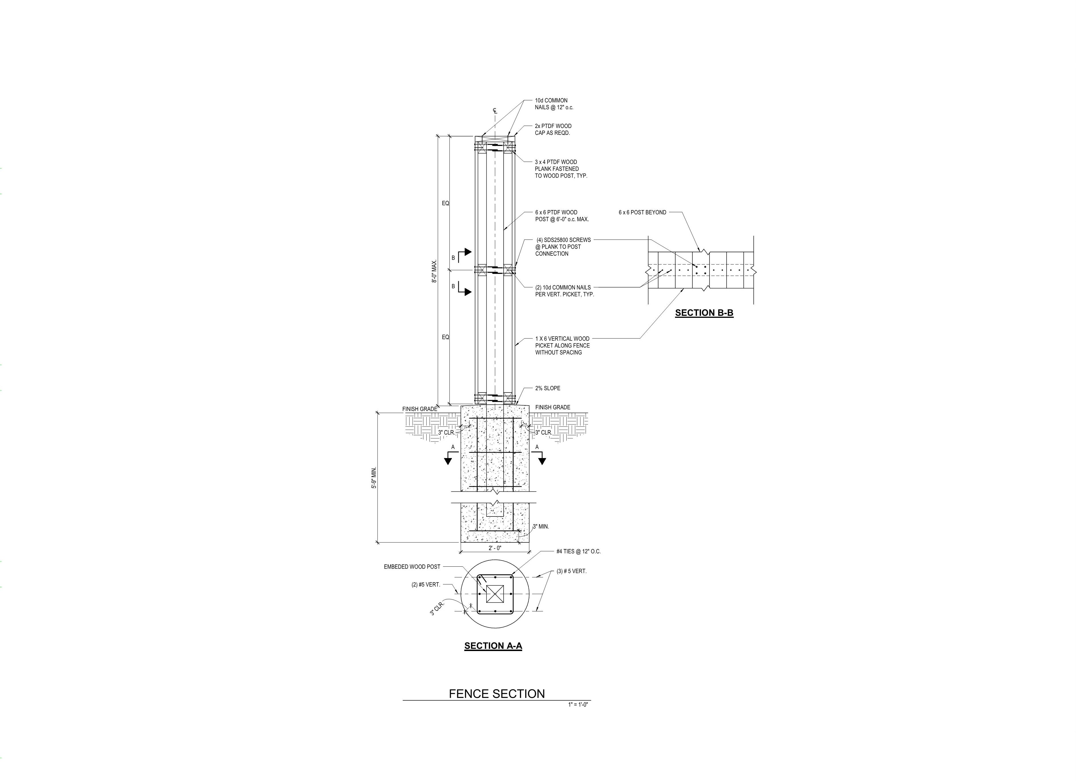 Fence Detail Day Care Center | Structural Engineering Design CA, USA